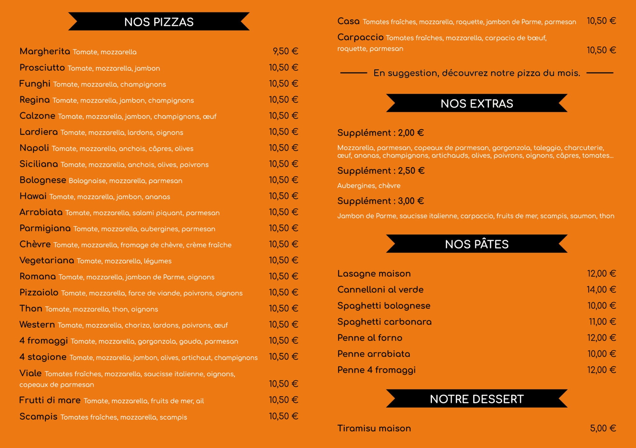 Nouveaux tarifs livraison - il Viale Restaurant